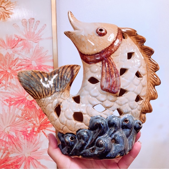 Vintage | Art | Ceramic Fish Tealight Votive Candle Holder Tropical ...